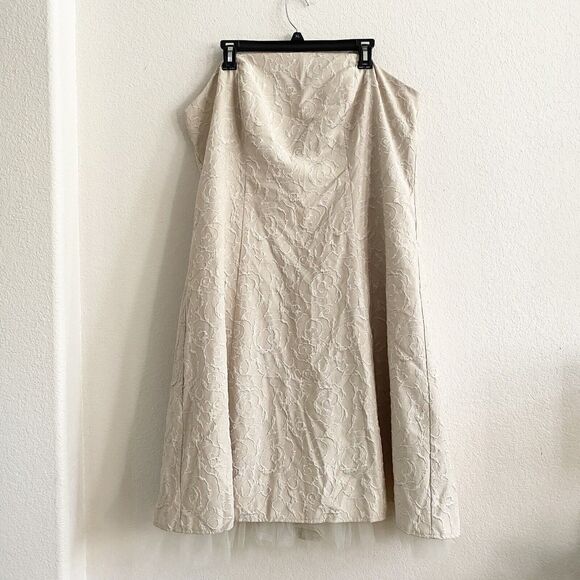 Onyx Nite | Dresses | Onyx Nite Strapless Beige Midi Length Gown Golden ...